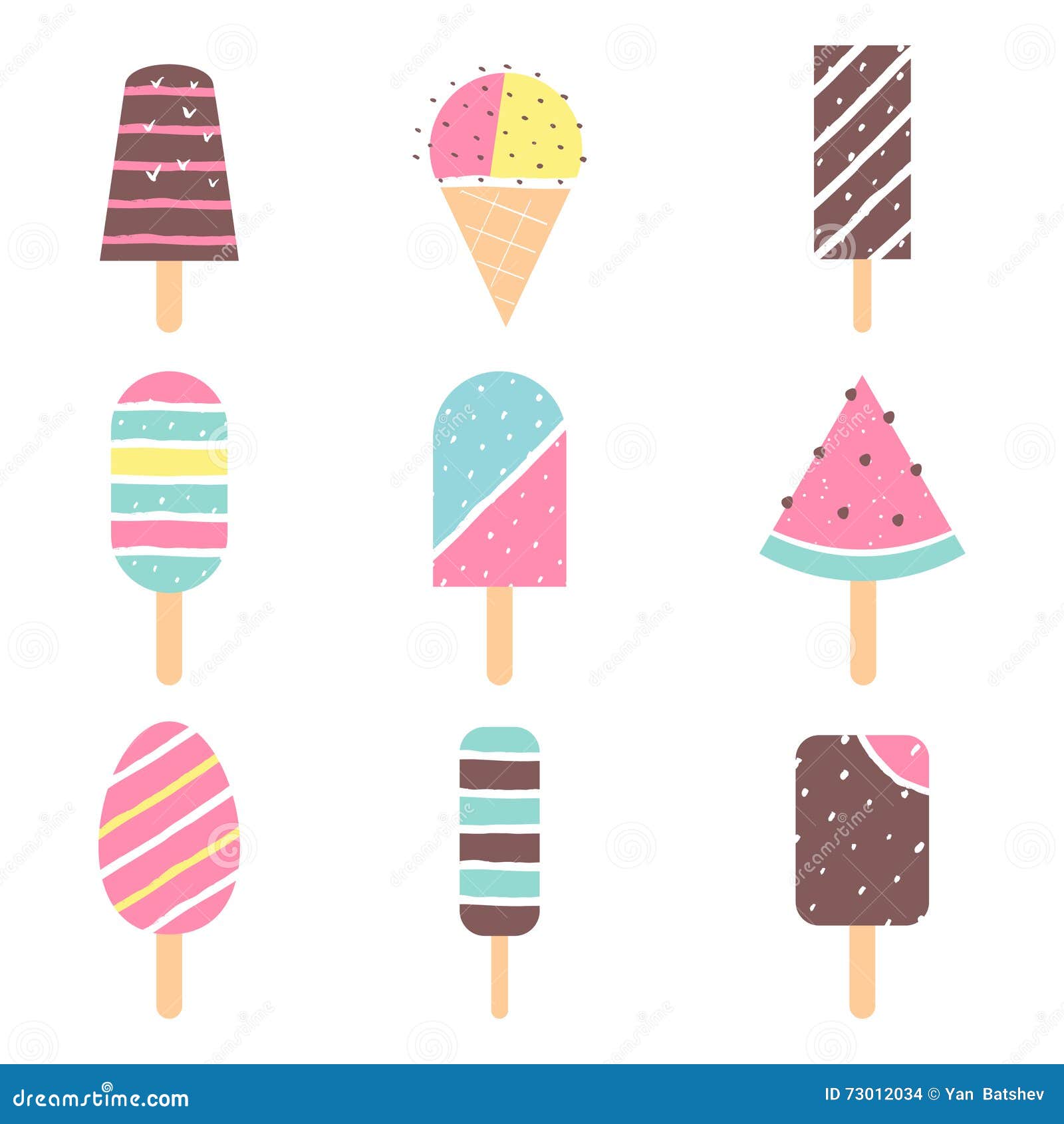 Ice-cream and Popsicle on Sticks. Vector Set Stock Vector ...