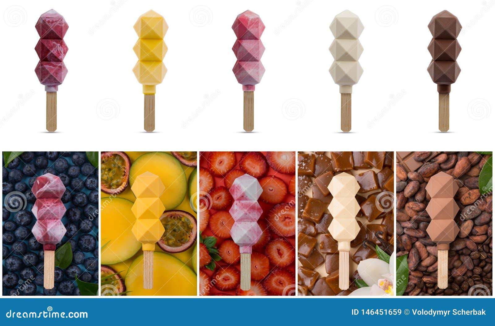 Ice Cream and Popsicles Isolated on White Background Stock Image ...