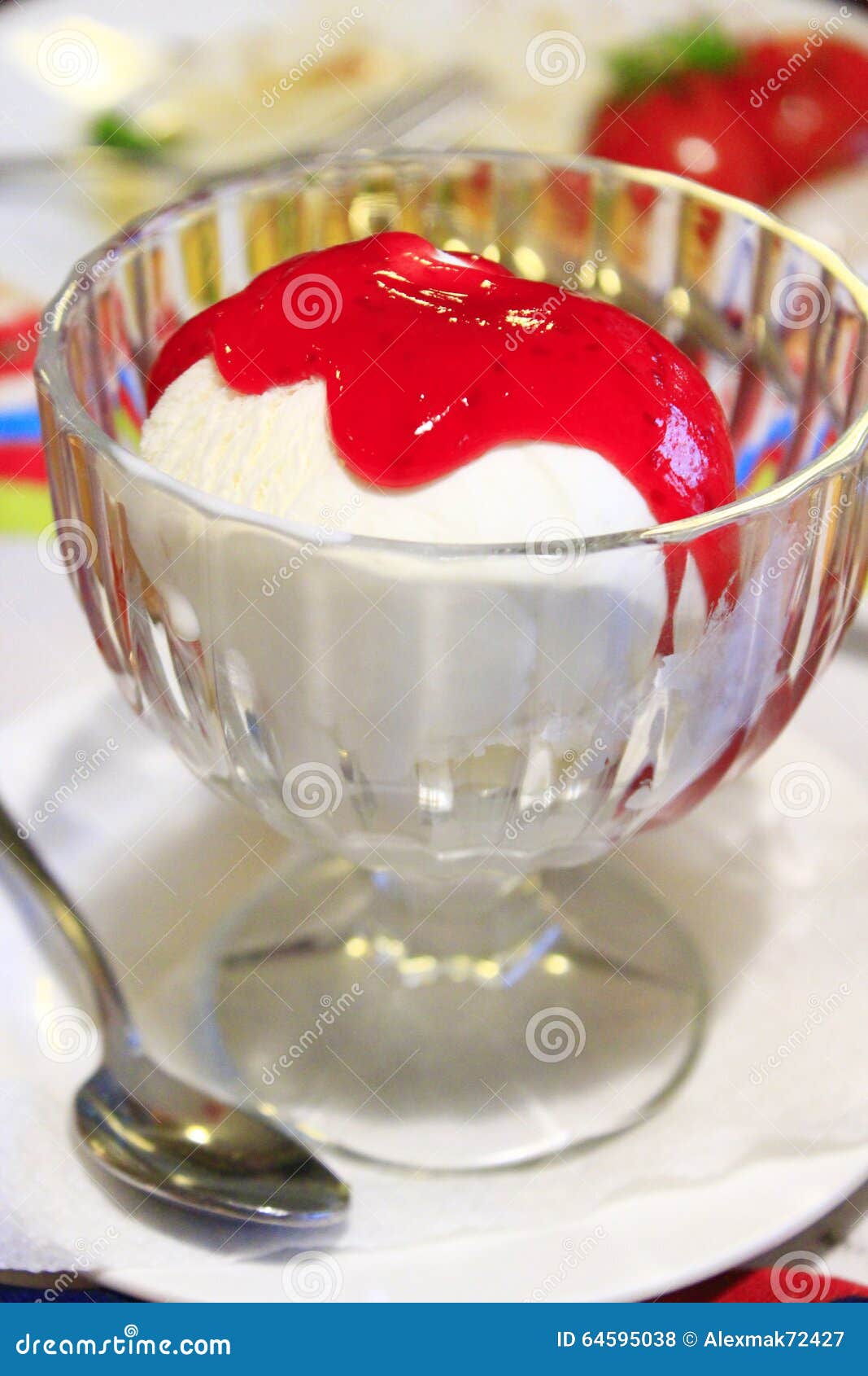 Ice Cream Poured Raspberry Syrup Stock Photo - Image of sirup, icecream ...