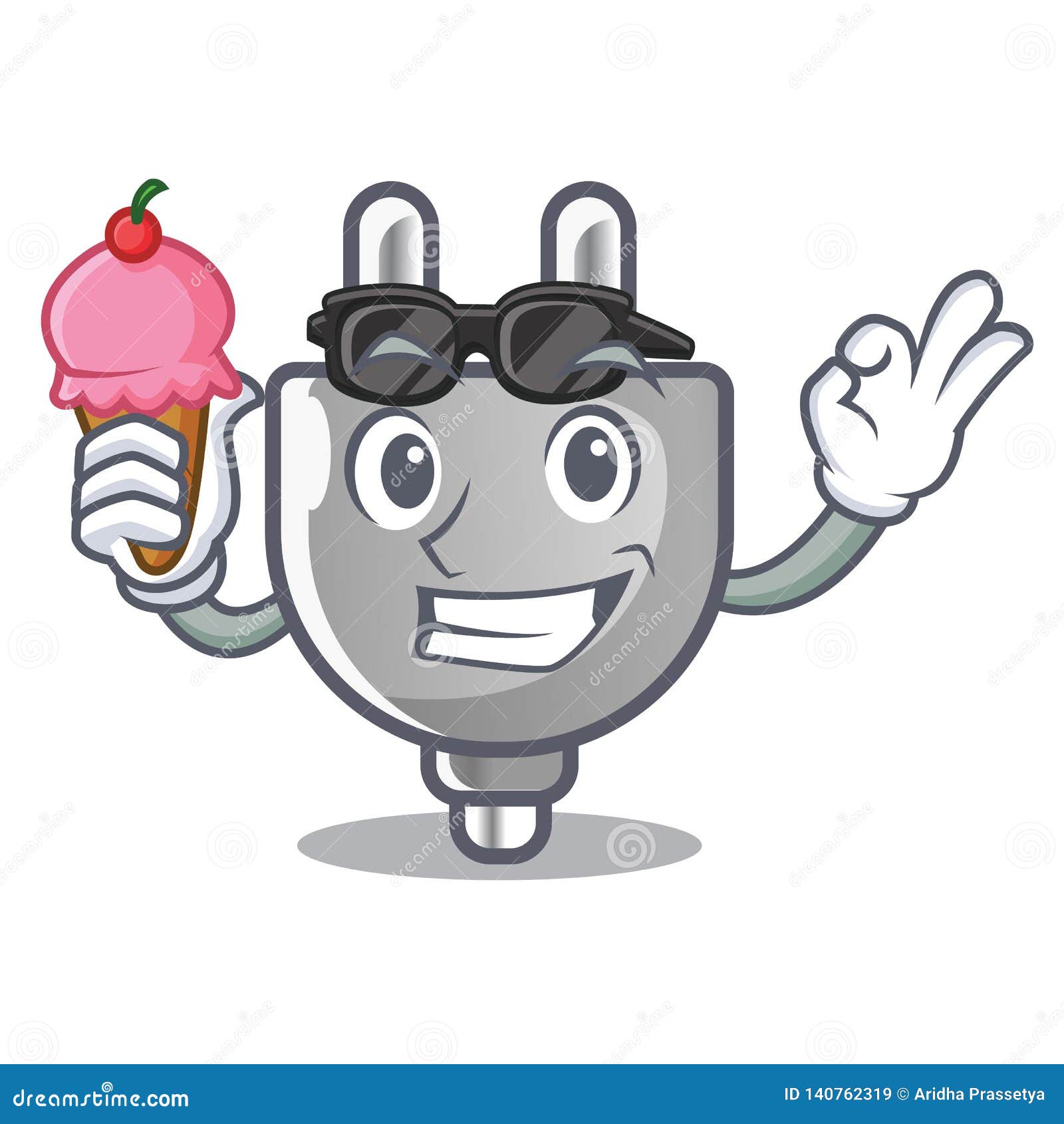 With Ice Cream Power Plug in the Character Shape Stock Vector ...