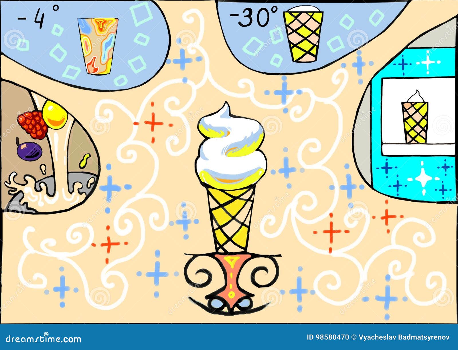An ice-cream process stock illustration. Illustration of popular - 98580470