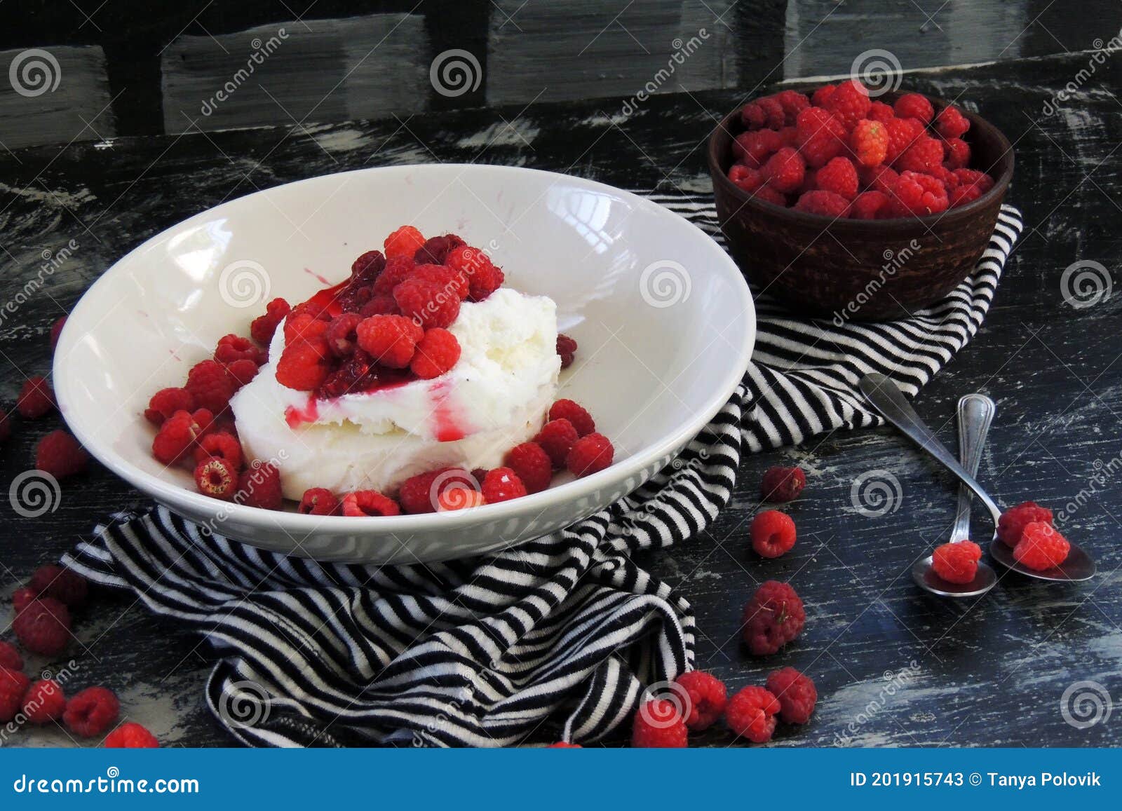 Ice Cream with Raspberry Jam Stock Image - Image of creamy, plate ...
