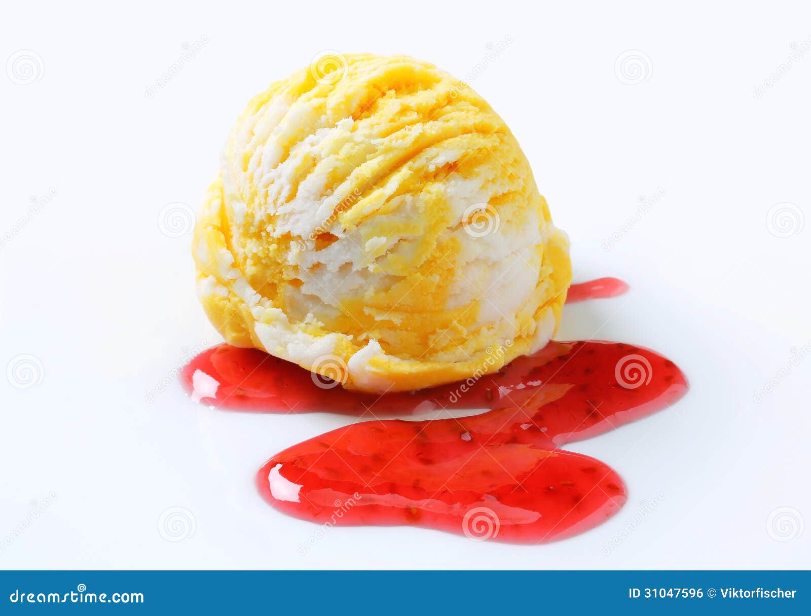 Ice Cream with Raspberry Sauce Stock Photo - Image of orange, ball ...