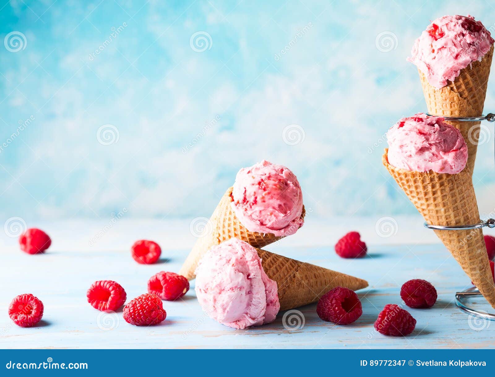 Ice cream with raspberry stock image. Image of homemade - 89772347
