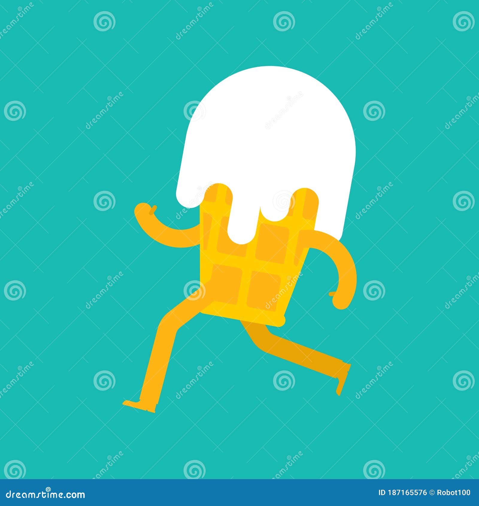 Ice Cream Run Cartoon Isolated. Icecream Vector Illustration Stock ...