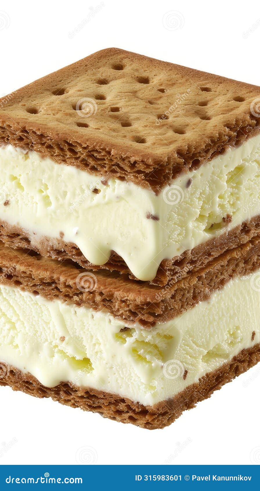 Ice Cream Sandwich, Square Shape, White Background, Stock Image - Image ...