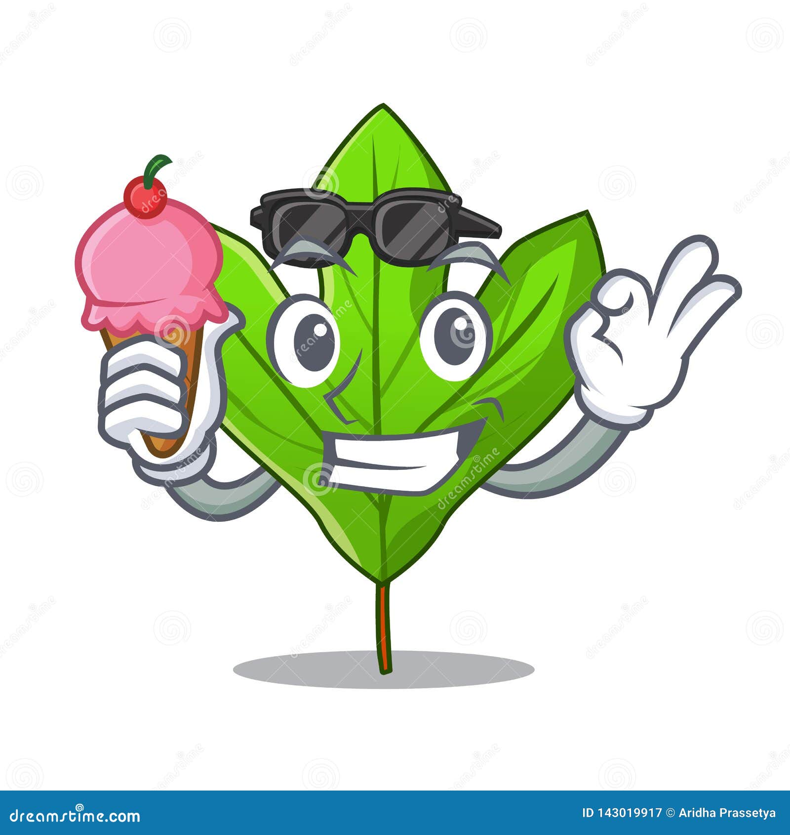 With Ice Cream Sassafras Leaf in the Cartoon Stem Stock Vector ...