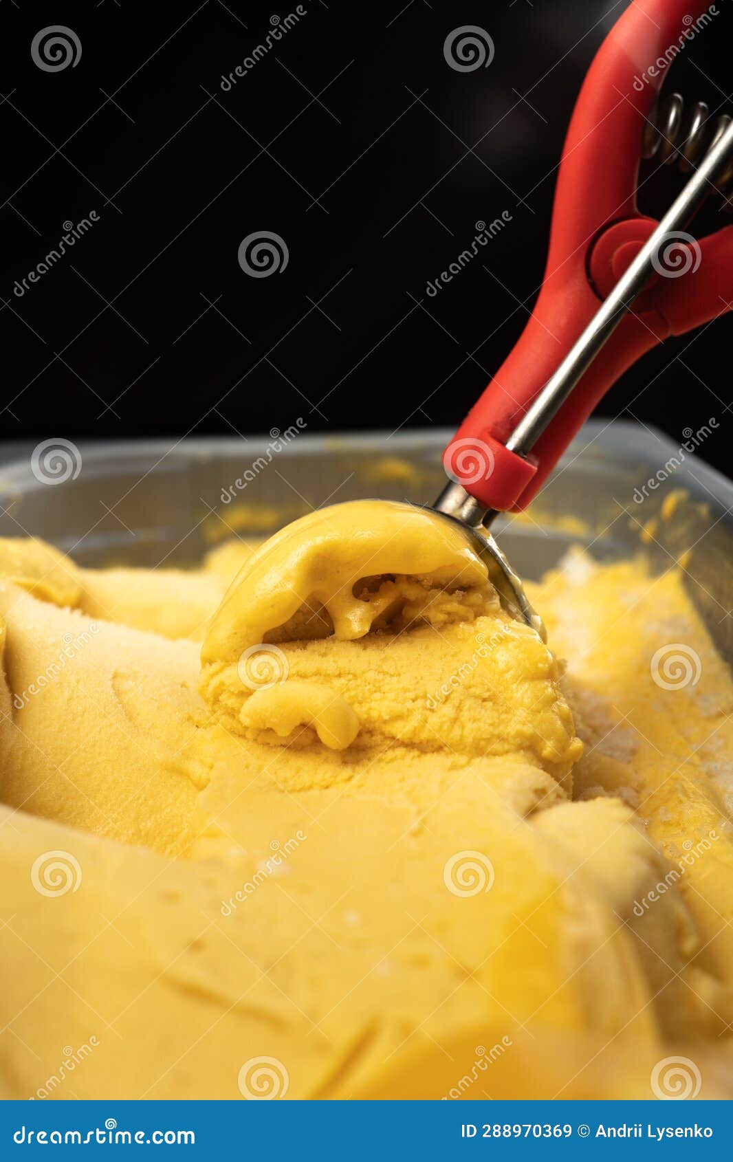 Ice Cream Scoop with Red Handle Scooping Scoop from Gelato Container ...