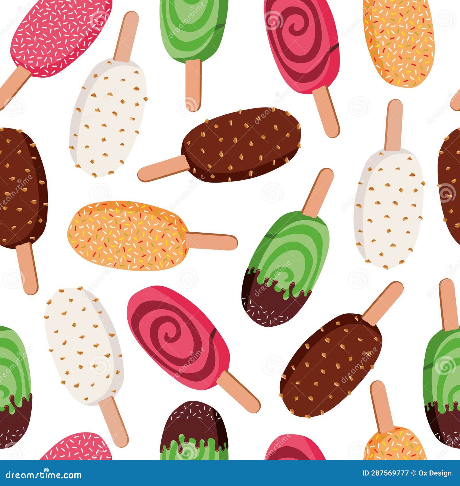 Ice Cream Seamless Pattern. Design Element for Menu Cafe, Bistro ...