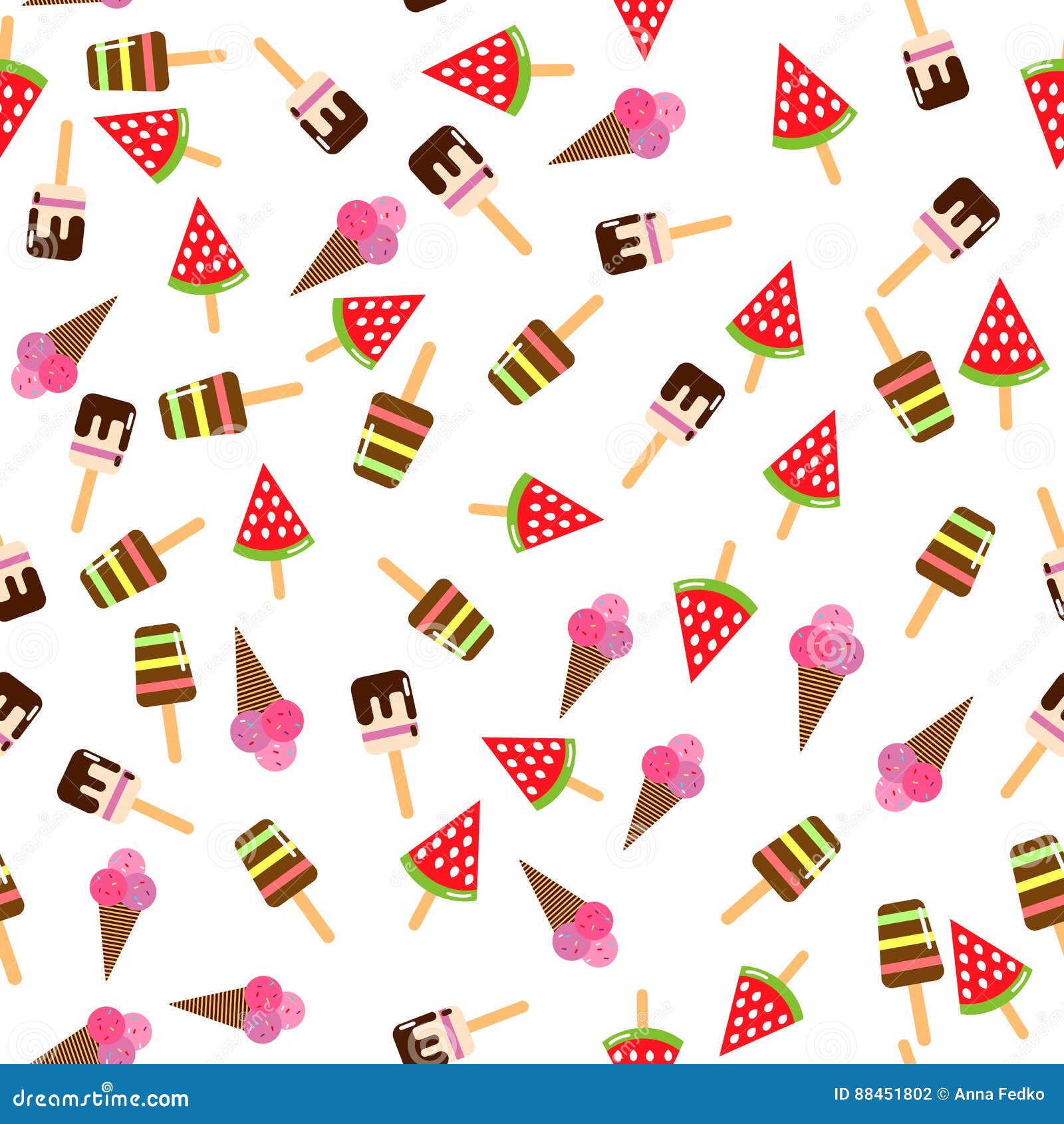 Ice Cream Seamless Pattern Stock Vector Illustration Of Brown 88451802