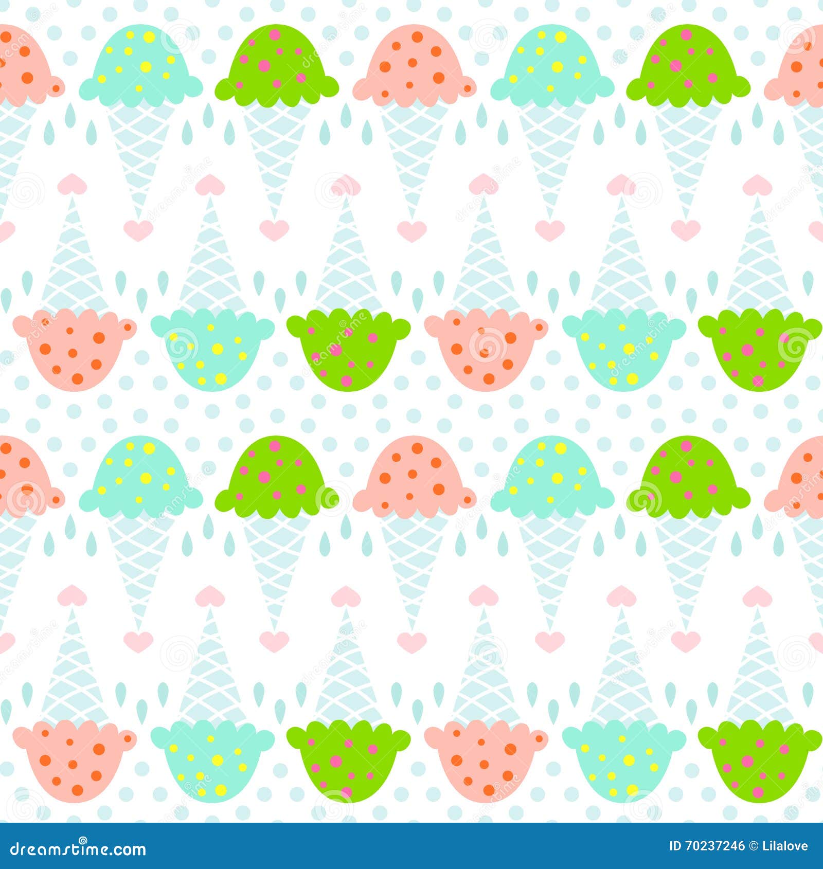 Ice cream seamless pattern stock vector. Illustration of pastel - 70237246