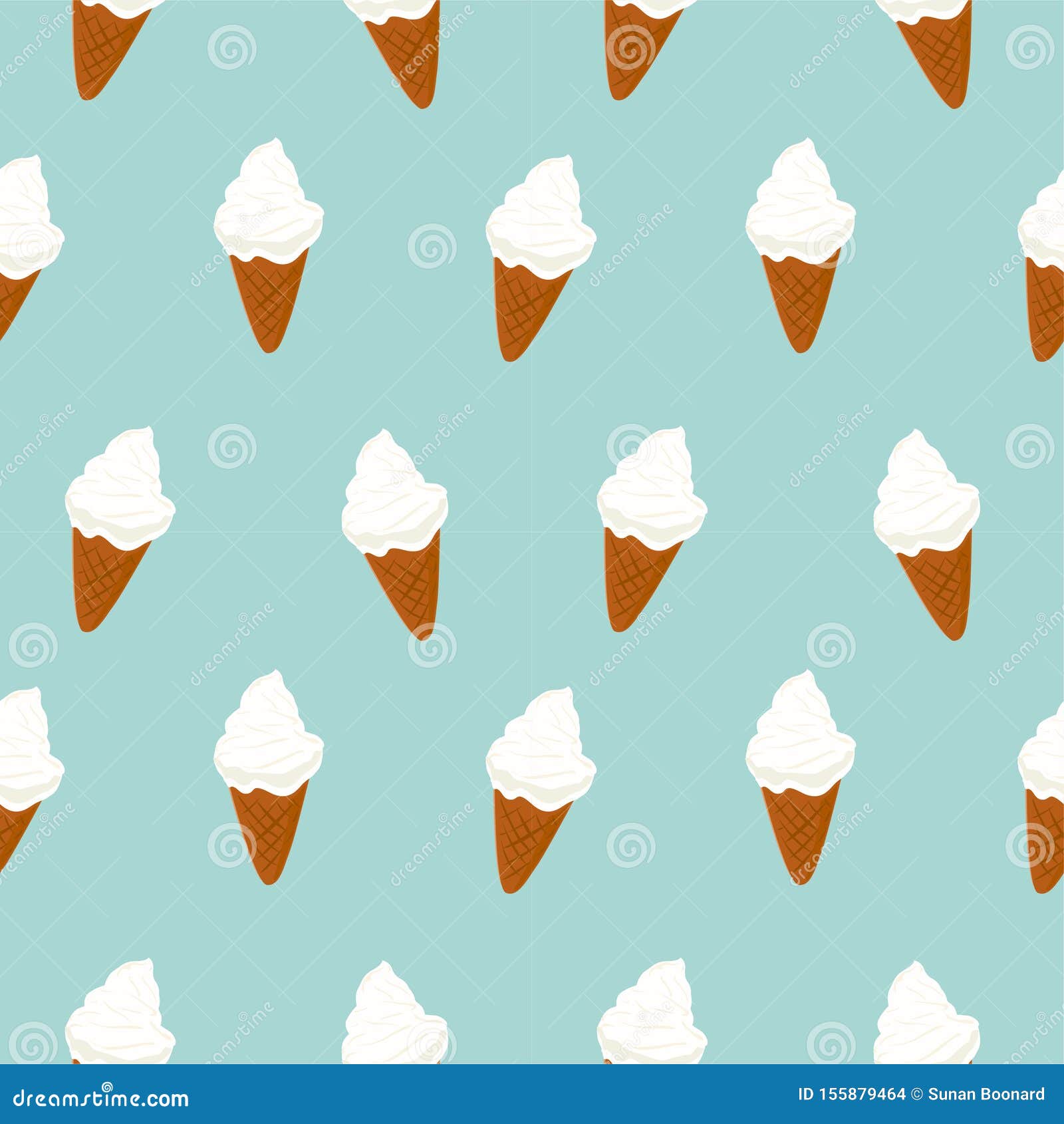 Ice Cream Seamless Pattern Soft Cream Vector Stock Illustration