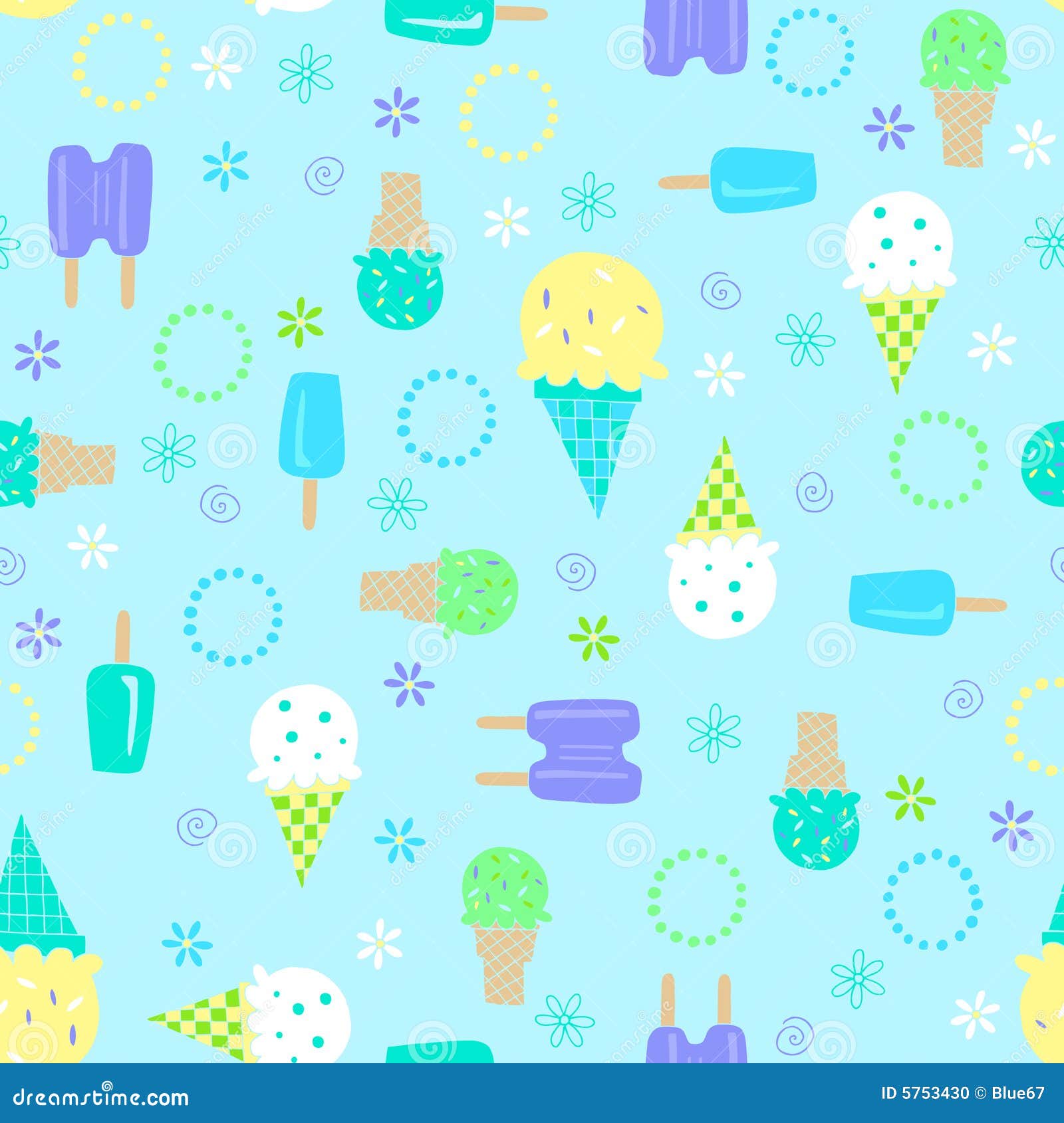 Ice Cream Seamless Repeat Pattern Stock Vector - Illustration of ...