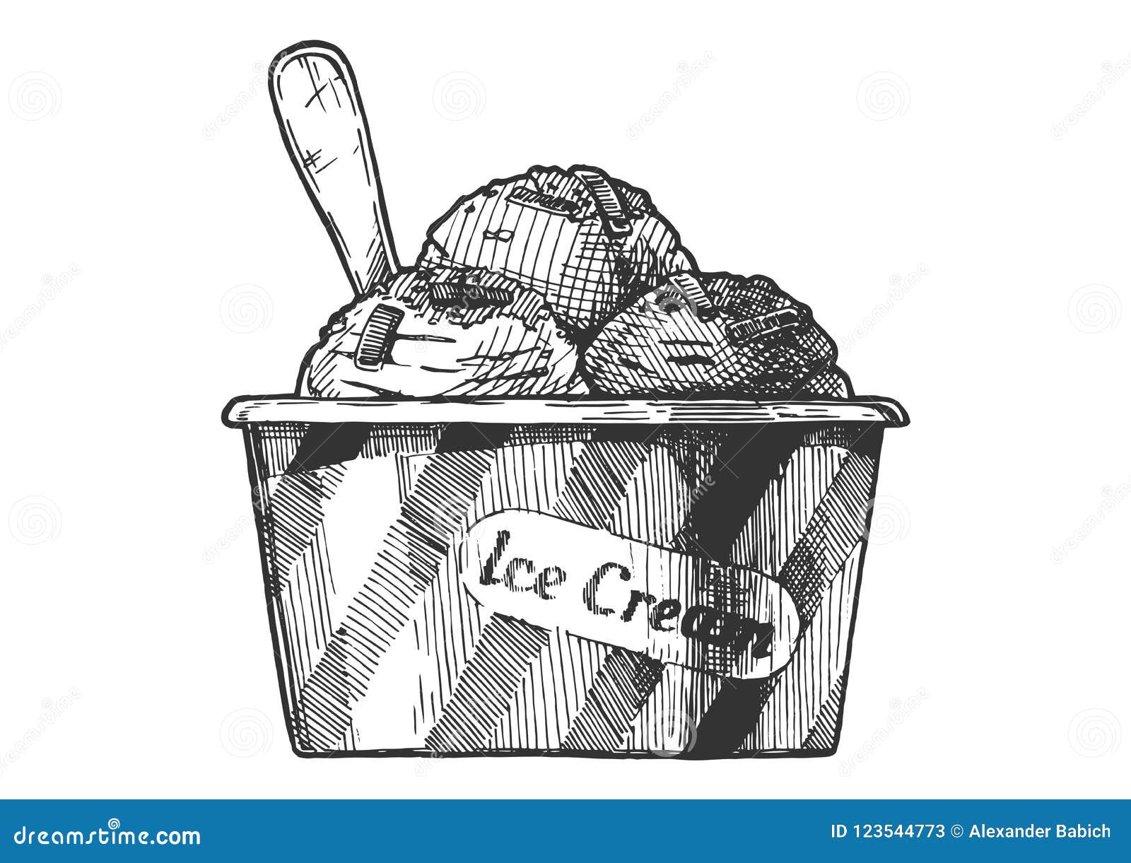 Ice Cream Served In Paper Bowl Stock Vector Illustration Of Sketch