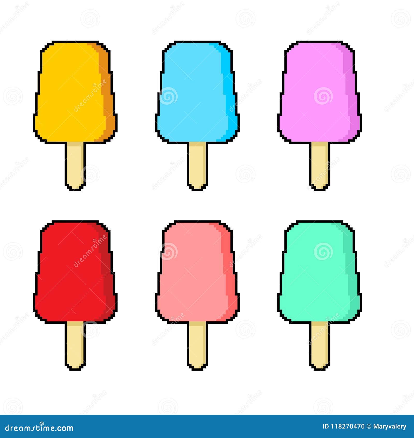 Ice Cream Set Pixel Art. 8 Bit Icecream Vector Illustration Stock ...