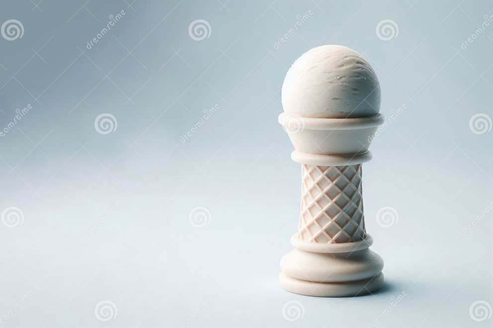 Ice Cream in the Shape of a Chess Pawn. Space for Text. Stock ...