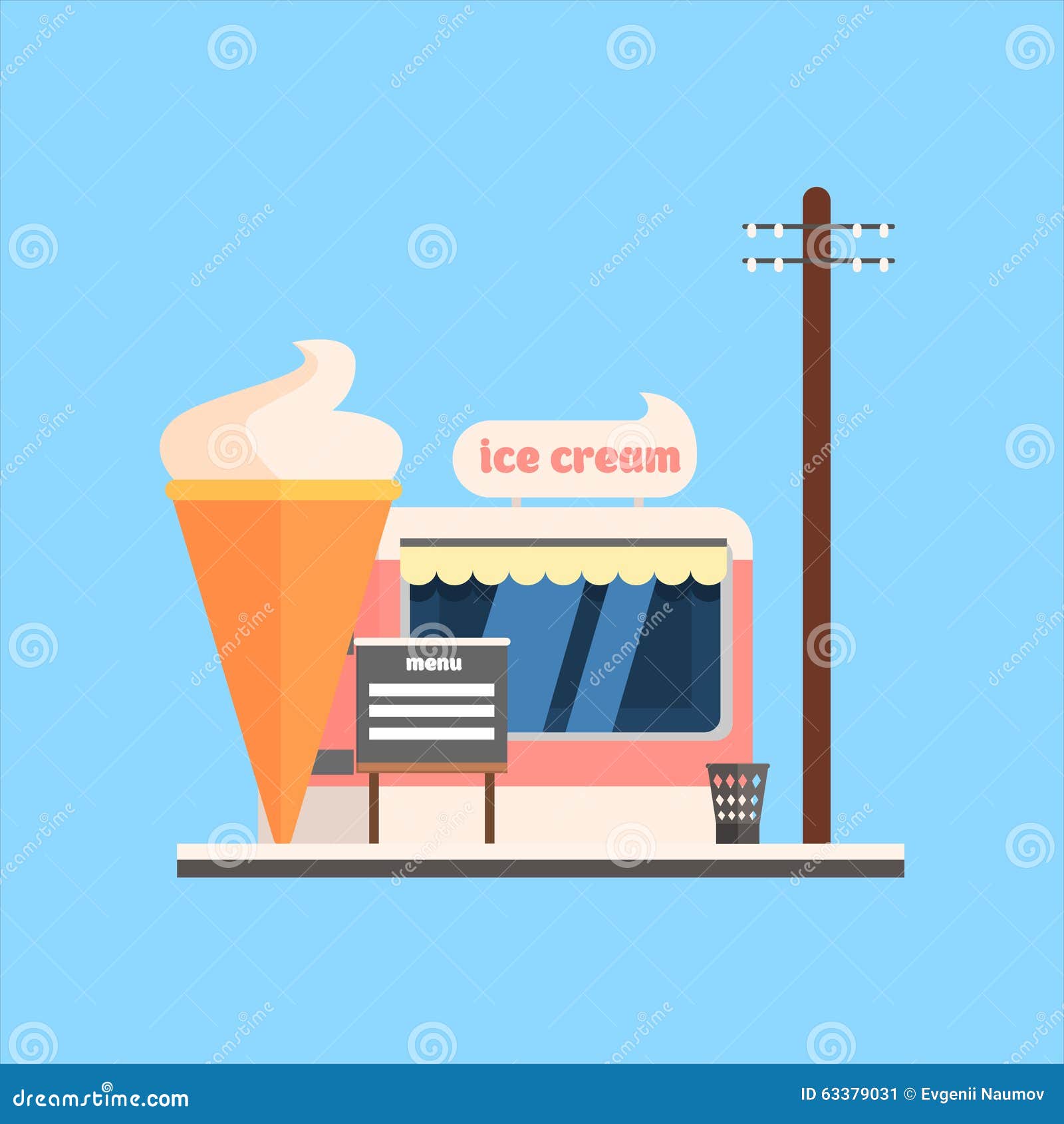 Ice Cream Shop Front. Vector Illustration Stock Vector - Illustration ...