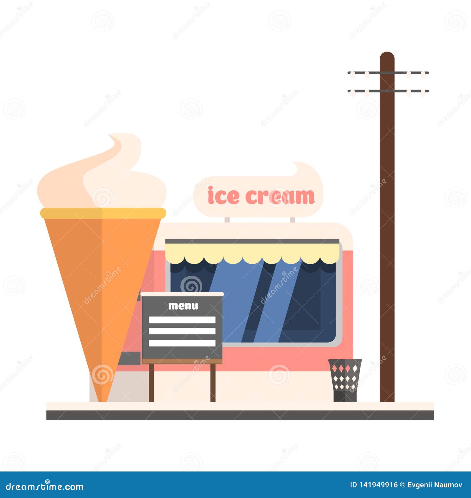 Ice Cream Shop Front. Vector Illustration Stock Vector - Illustration ...