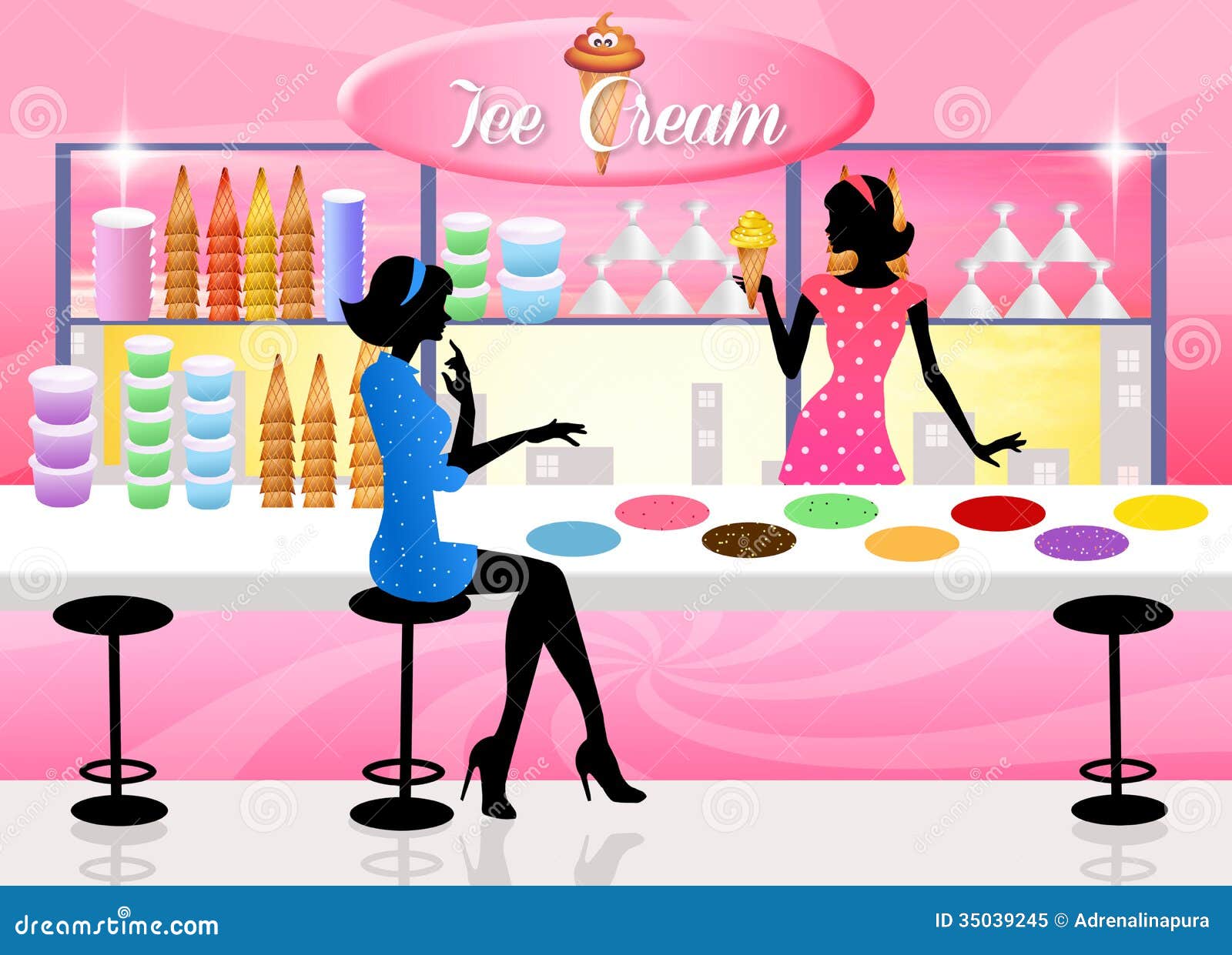 Ice Cream Shop Illustration Cartoon Vector | CartoonDealer.com #83731391
