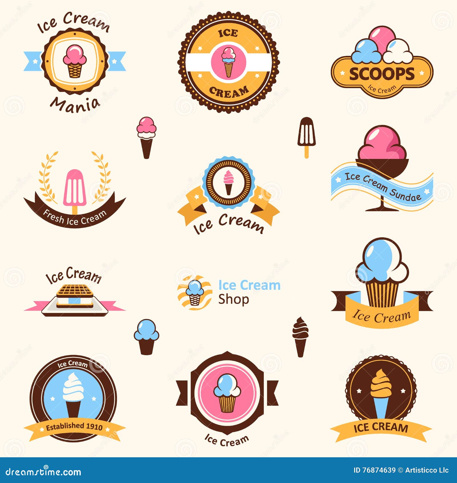 Ice cream shop logo stock vector. Illustration of icon - 76874639