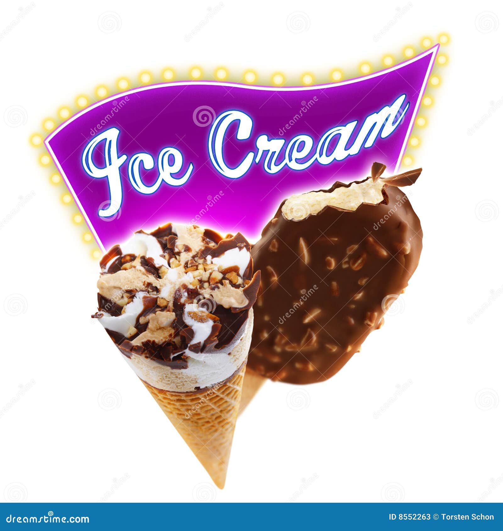 Ice cream sign stock image. Image of dairy, candy, snack - 8552263