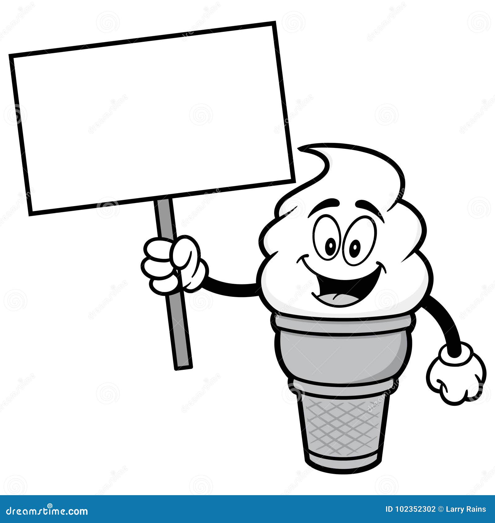 Ice Cream with Sign Illustration Stock Vector - Illustration of cone ...