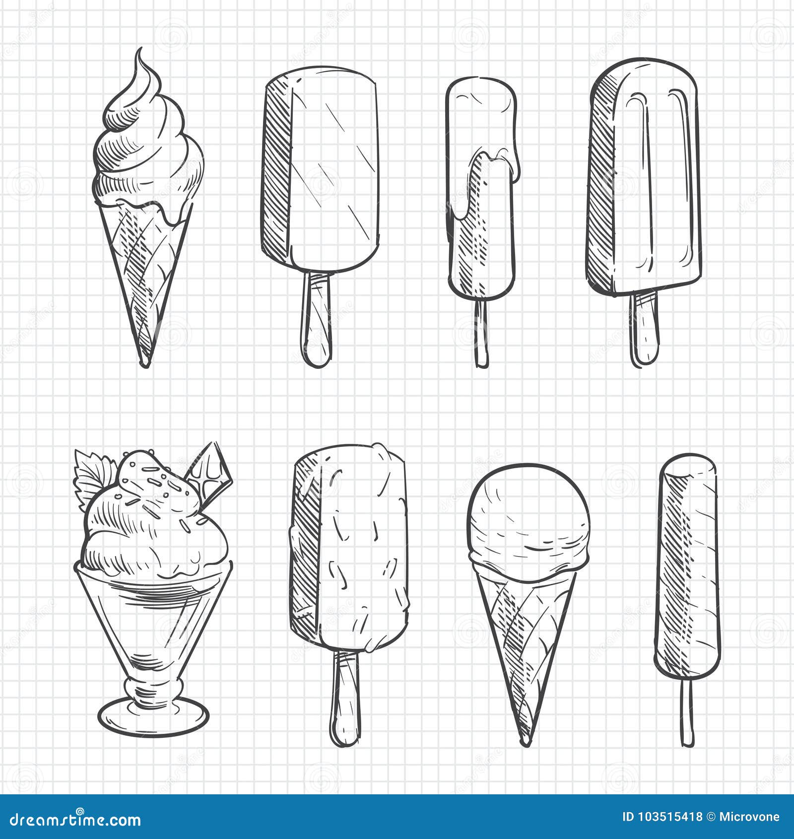Ice Cream Sketch Collection Stock Vector Illustration Of Cupcake