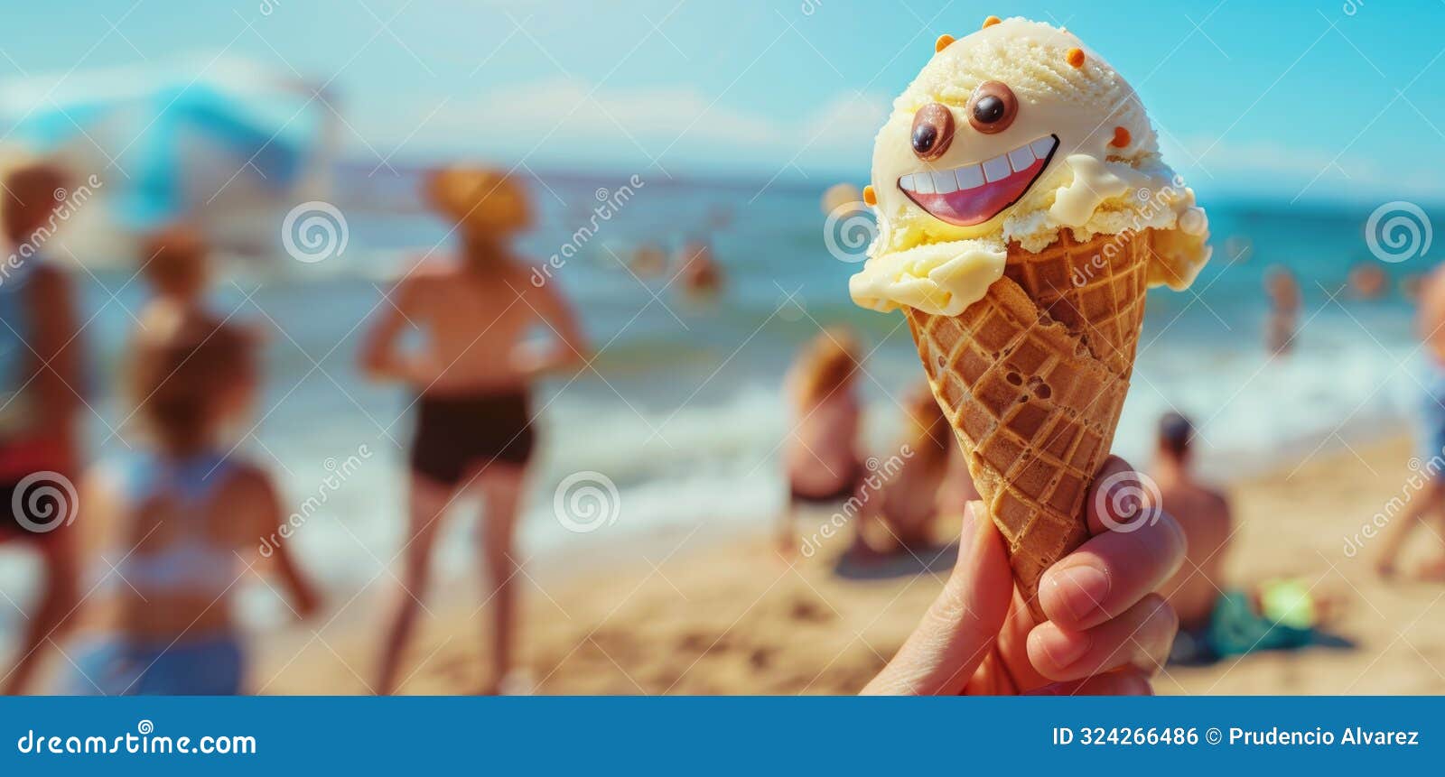 Ice Cream with Smiling Face Stock Illustration - Illustration of sweet ...