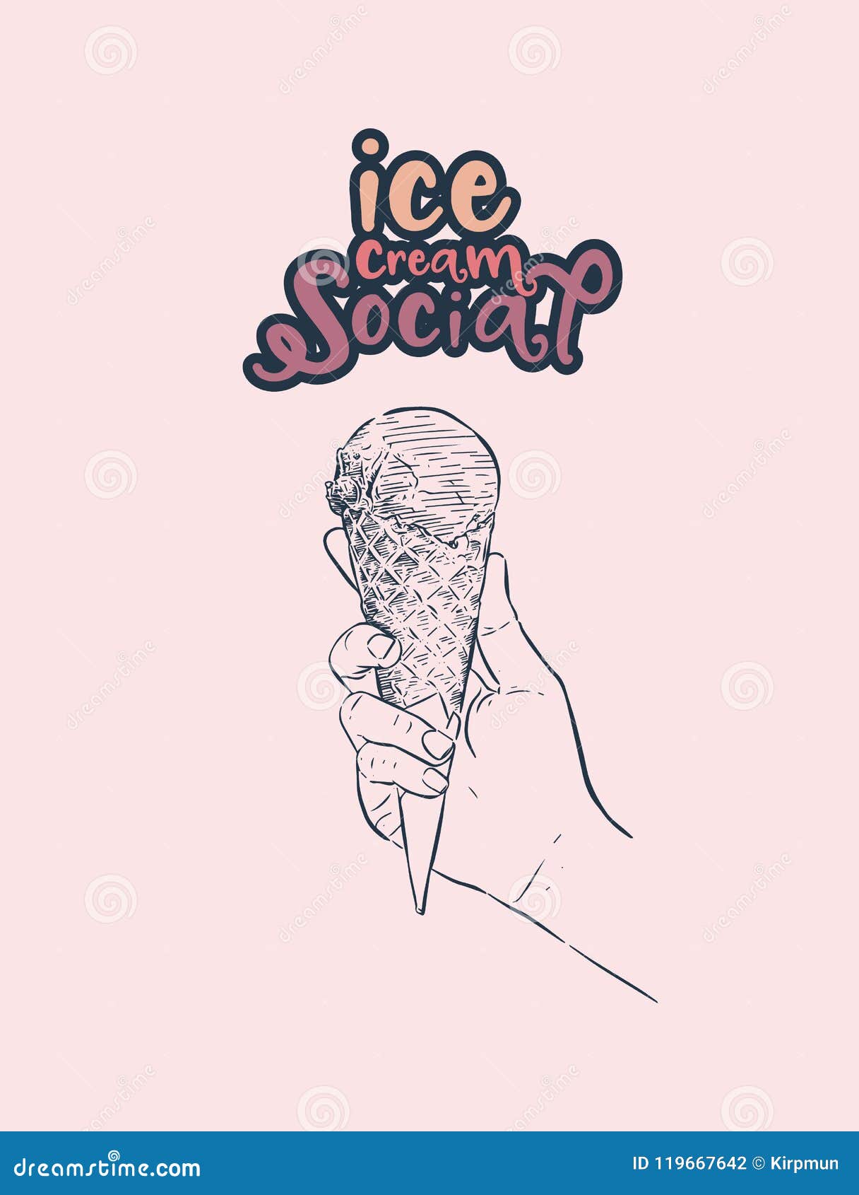 Ice-cream Social, Hand Draw Sketch Ice-cream Vector. | CartoonDealer ...
