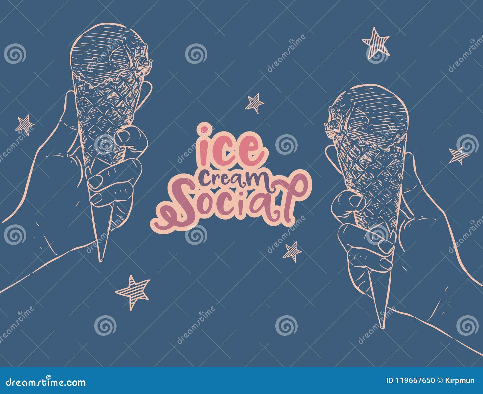 Ice-cream Social, Hand Draw Sketch Ice-cream Vector. | CartoonDealer ...