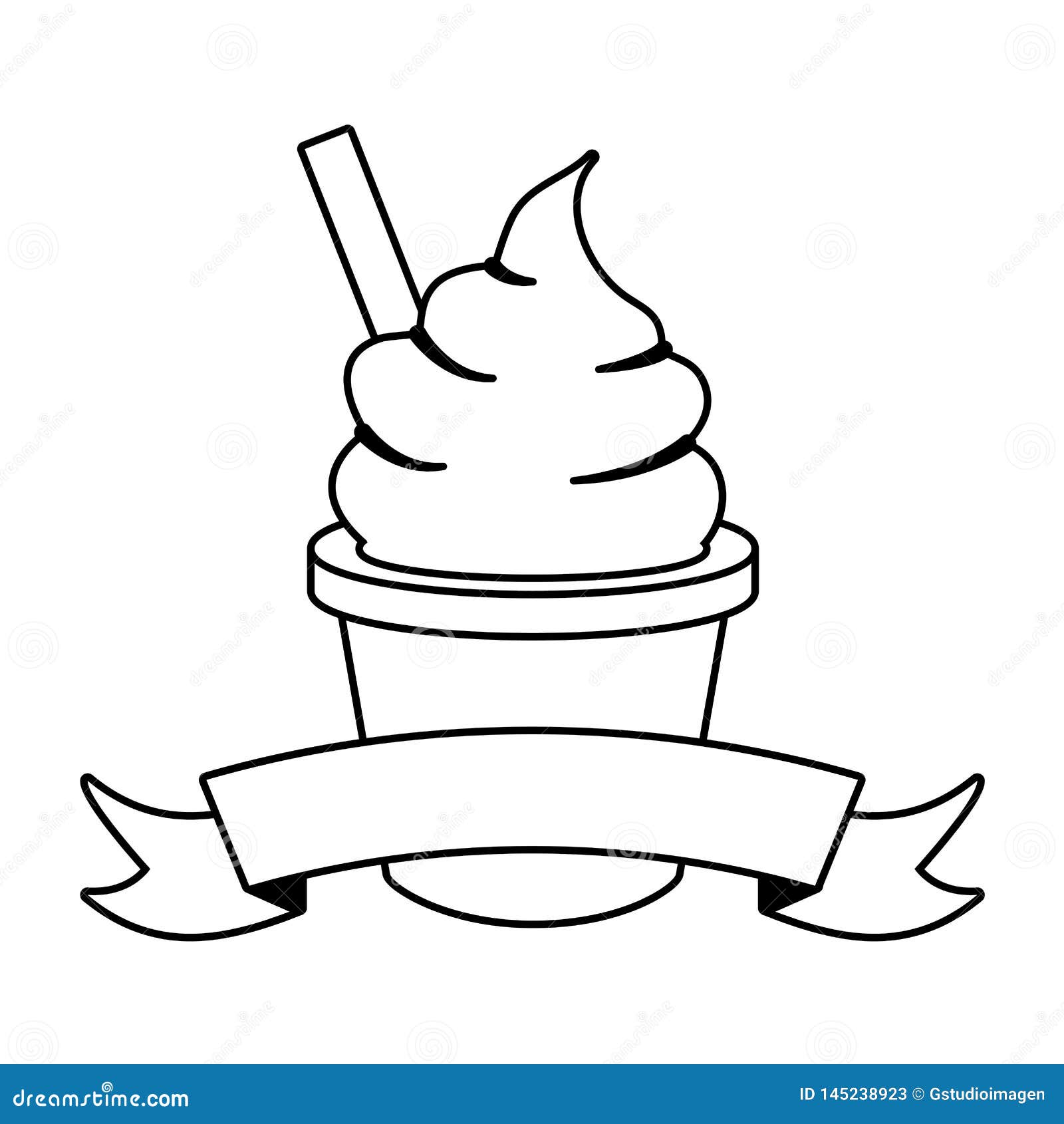 Ice cream with spoon stock vector. Illustration of graphic - 145238923