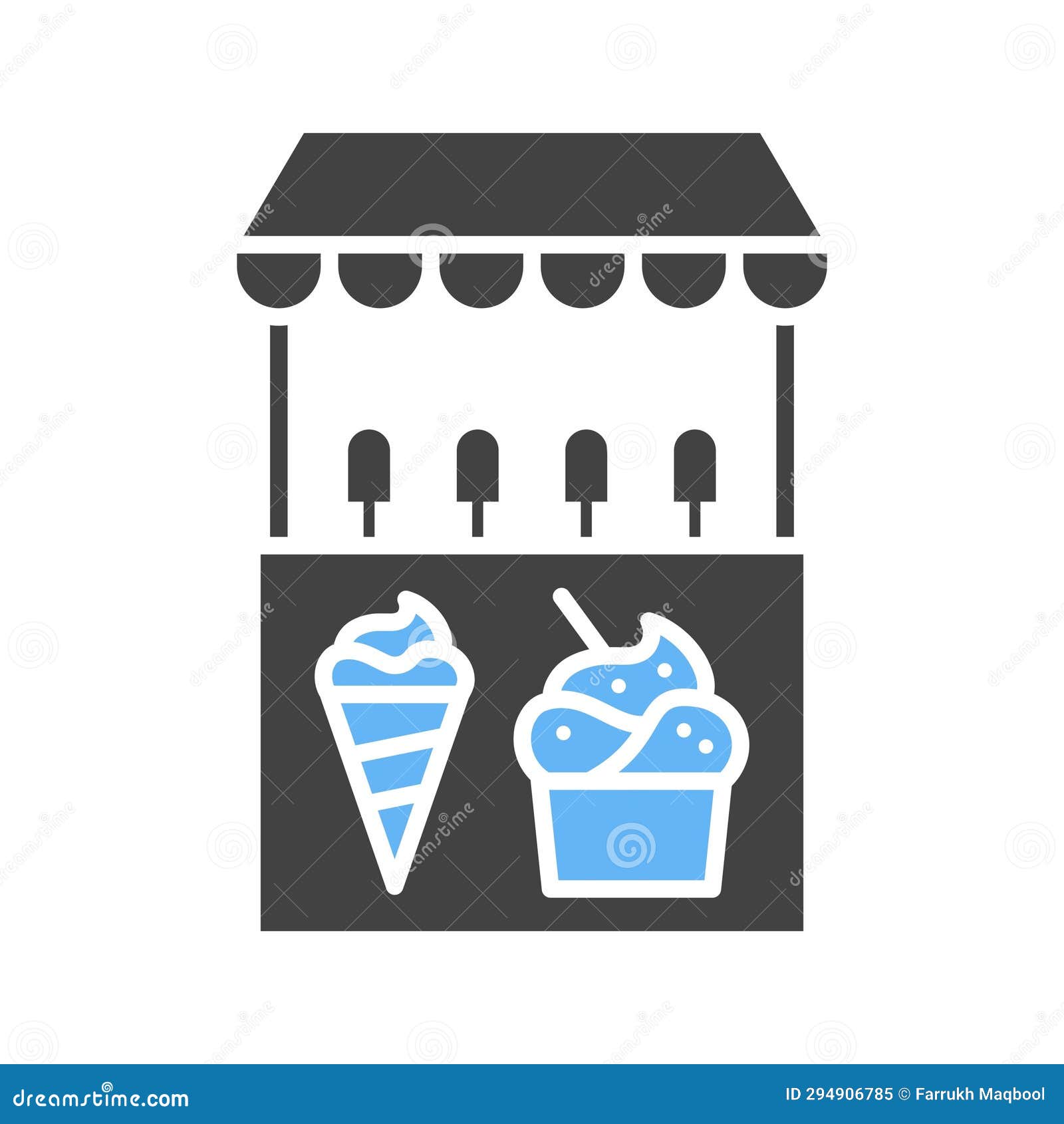 Ice Cream Stall Icon Vector Image. Stock Vector - Illustration of cone, desserts: 294906785