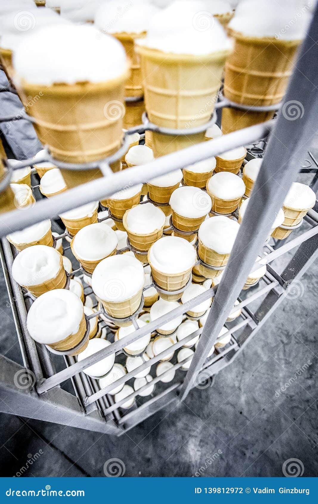 Ice Cream Standing in Stack in Milk Factory Fridge Stock Photo - Image ...
