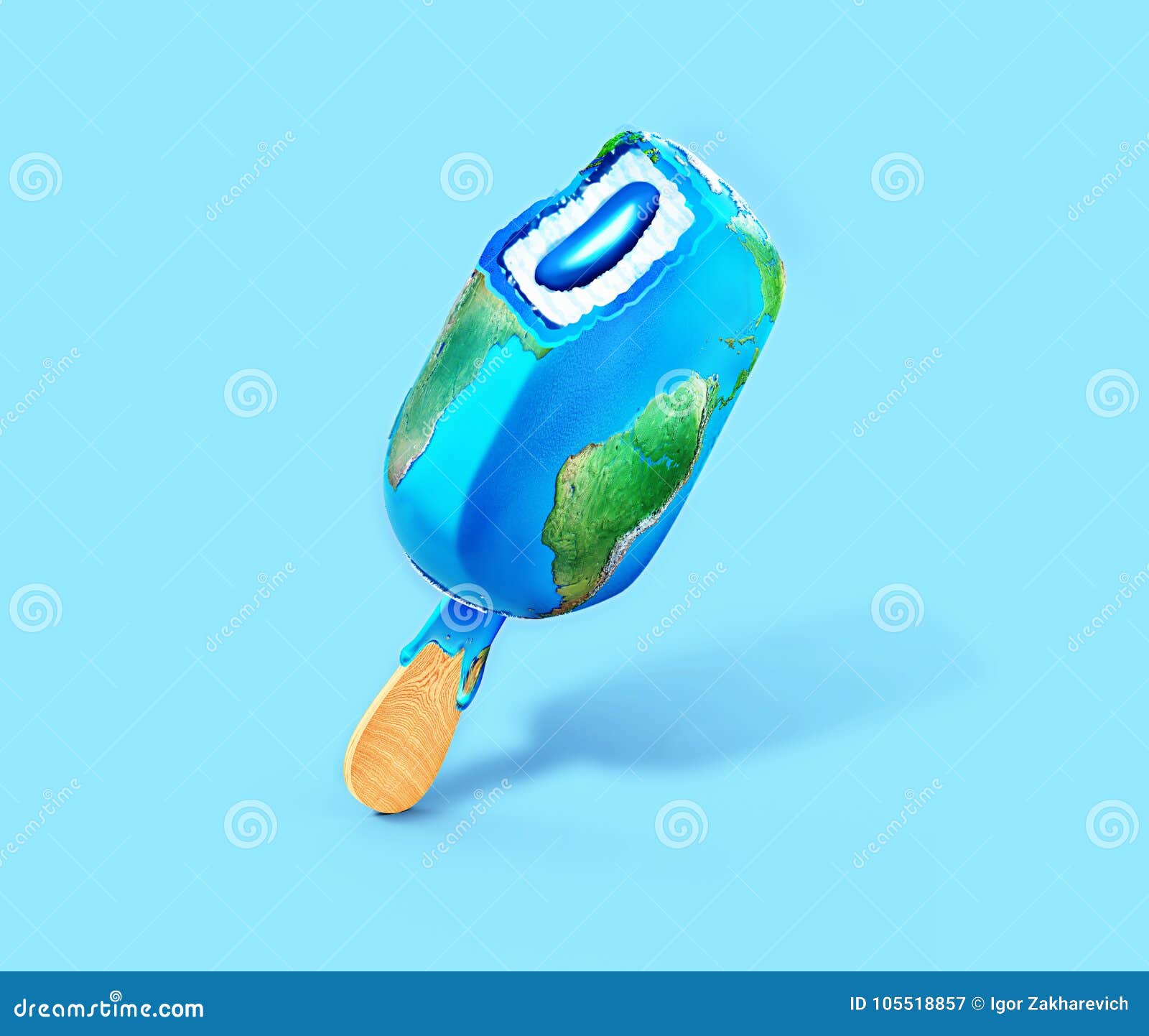Ice Cream on Stick in the Form of Planet Earth Stock Illustration ...