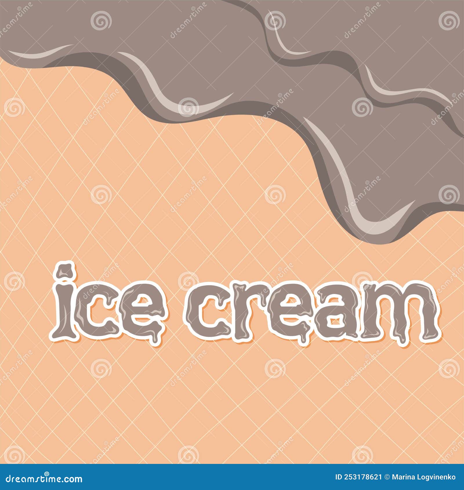 Ice Cream Sticker. Chocolate Cream Melted on Wafer Background Stock ...