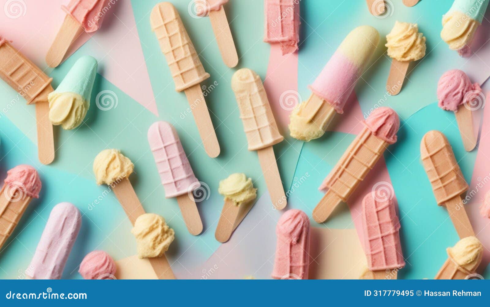 Ice Cream Sticks On Pastel Colors Background Stock Photography ...