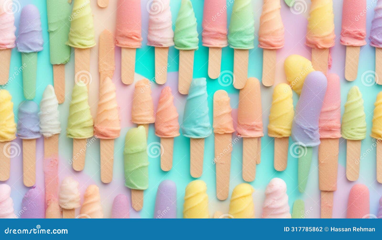 Ice Cream Sticks On Pastel Colors Background Stock Photography ...