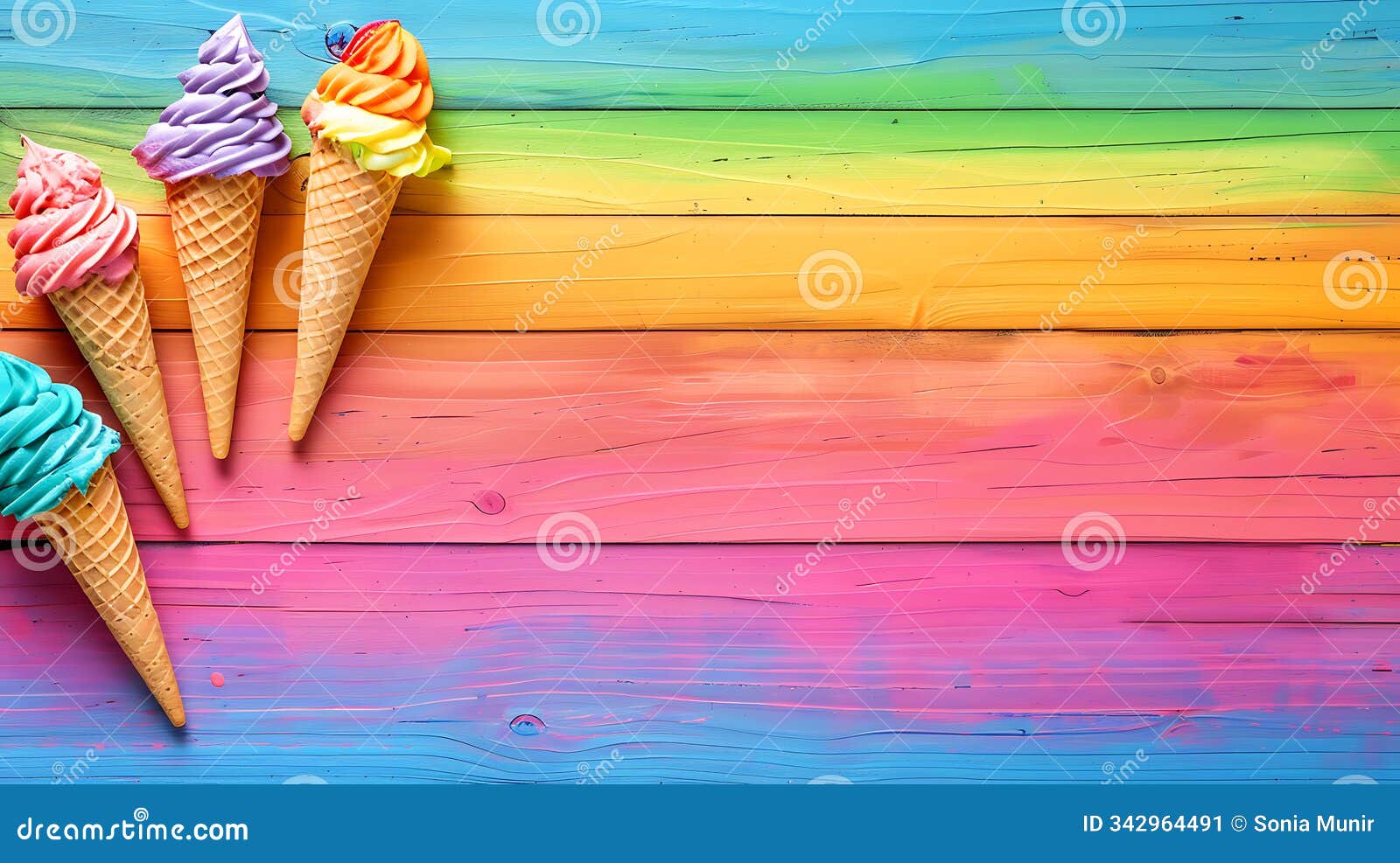 Ice Cream Sticks on Pastel Colors Background, Stock Illustration ...