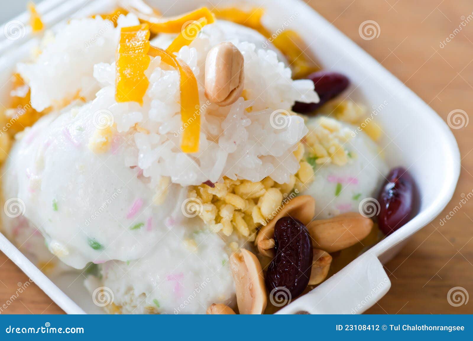 Ice cream with sticky rice stock photo. Image of flavor - 23108412
