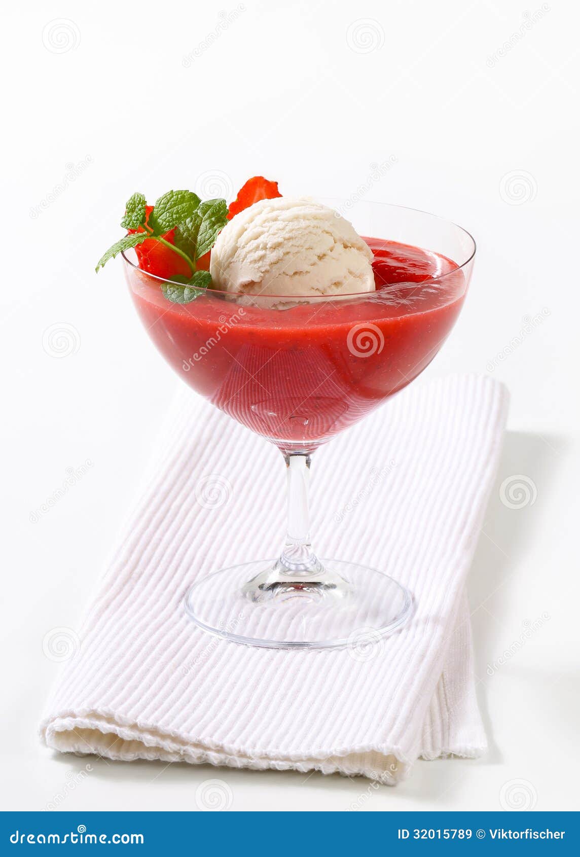 Ice Cream with Strawberry Puree Stock Image - Image of food, closeup ...