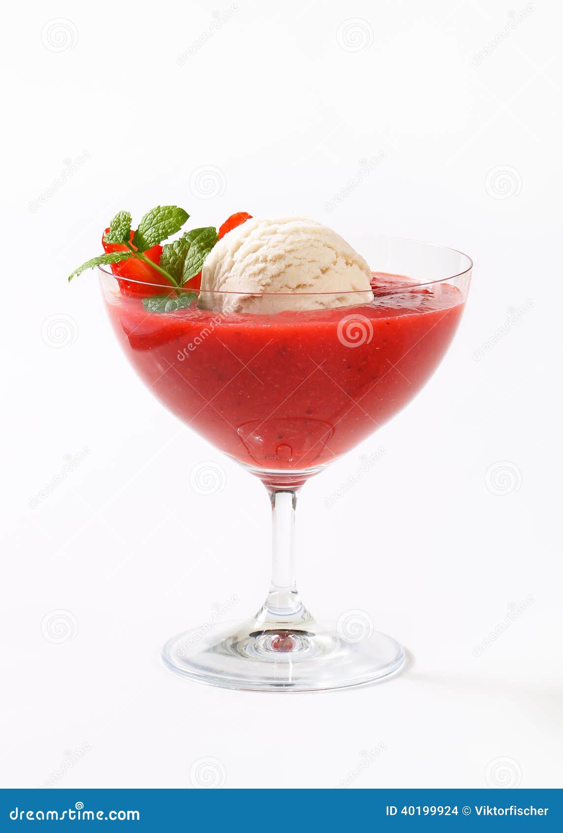 Ice Cream with Strawberry Puree Stock Photo - Image of studio, dish ...
