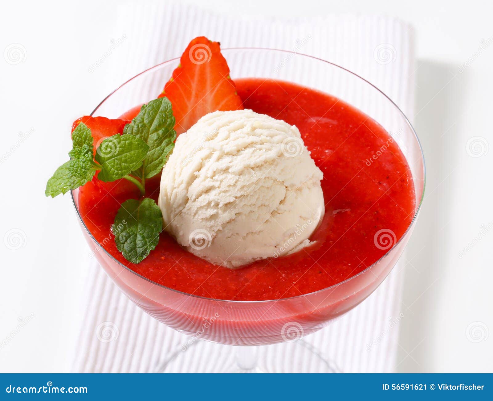 Ice Cream with Strawberry Puree Stock Image - Image of sauce, sherbet ...