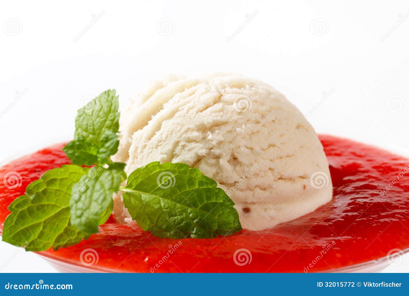 Ice Cream with Strawberry Puree Stock Photo - Image of vanilla, food ...