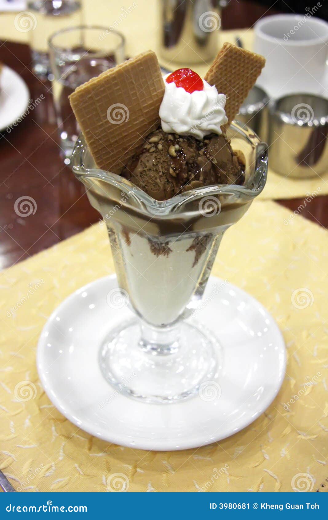 Ice cream sundae stock image. Image of treat, frozen, almonds - 3980681