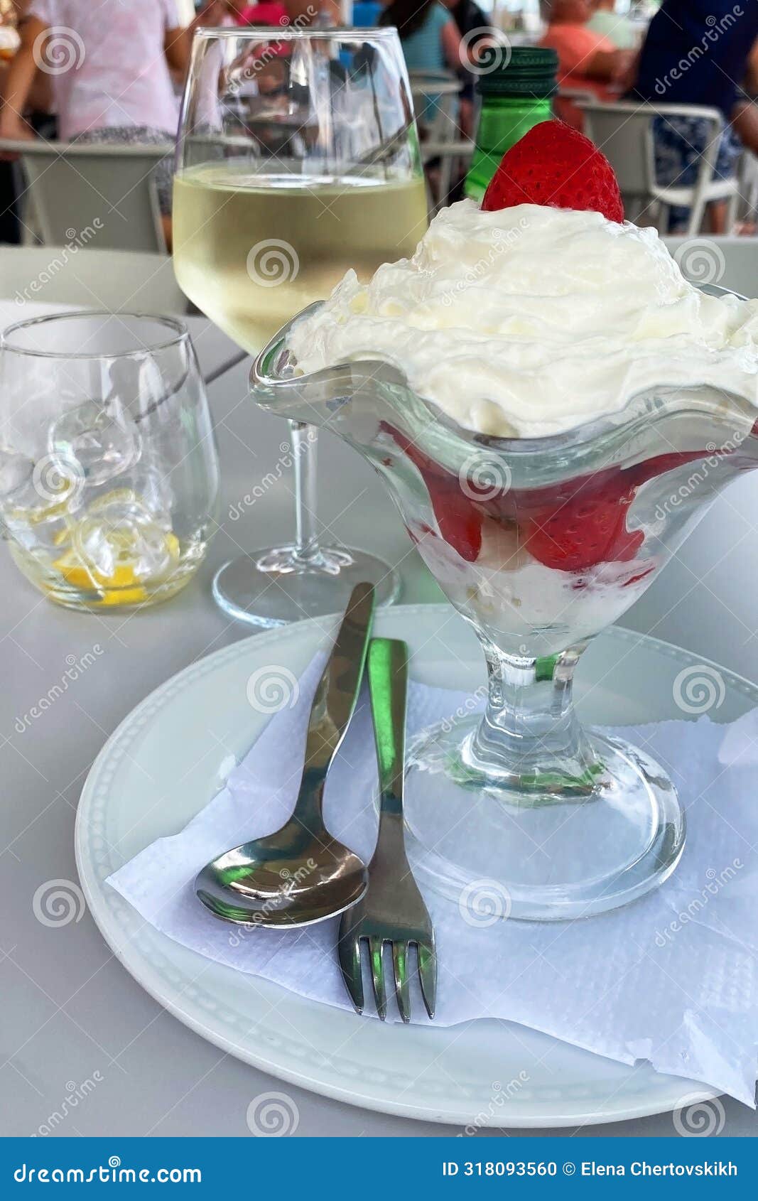 Ice Cream Sundae in a Glass Goblet on the Table Stock Photo - Image of ...