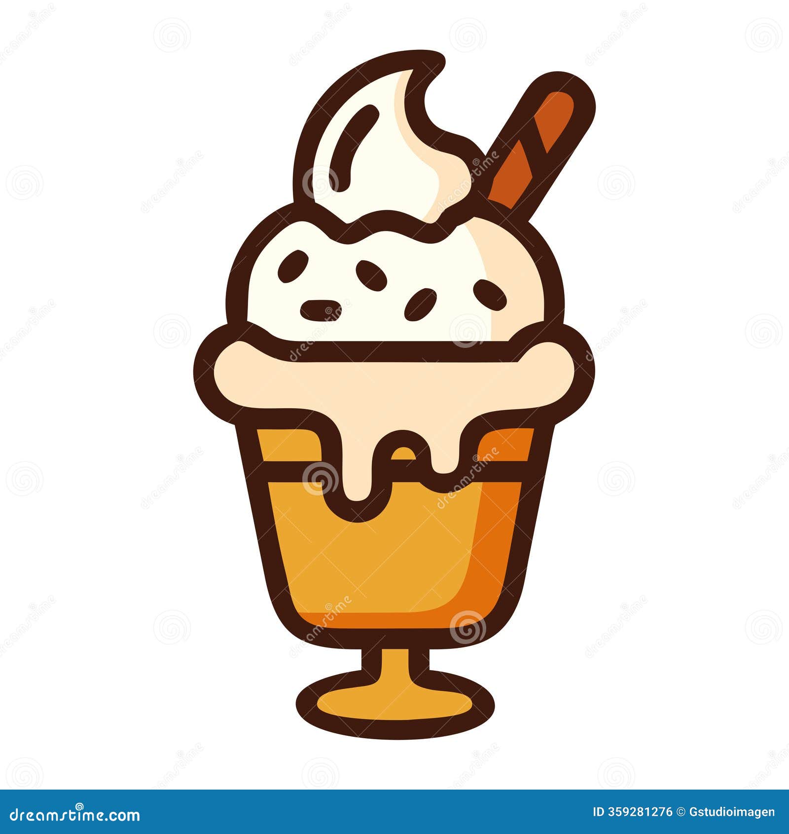 Ice Cream Sundae Icon stock illustration. Illustration of whipped ...