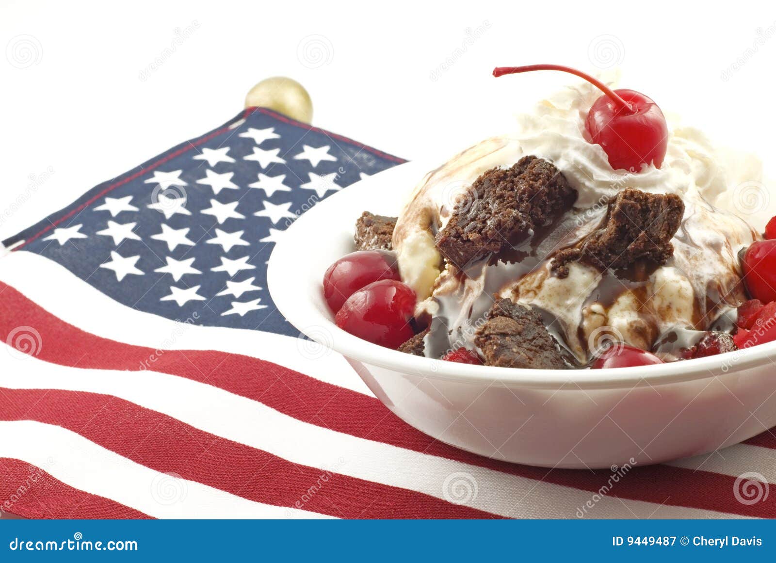 Ice Cream Sundae with Patriotic Theme Stock Image - Image of background ...