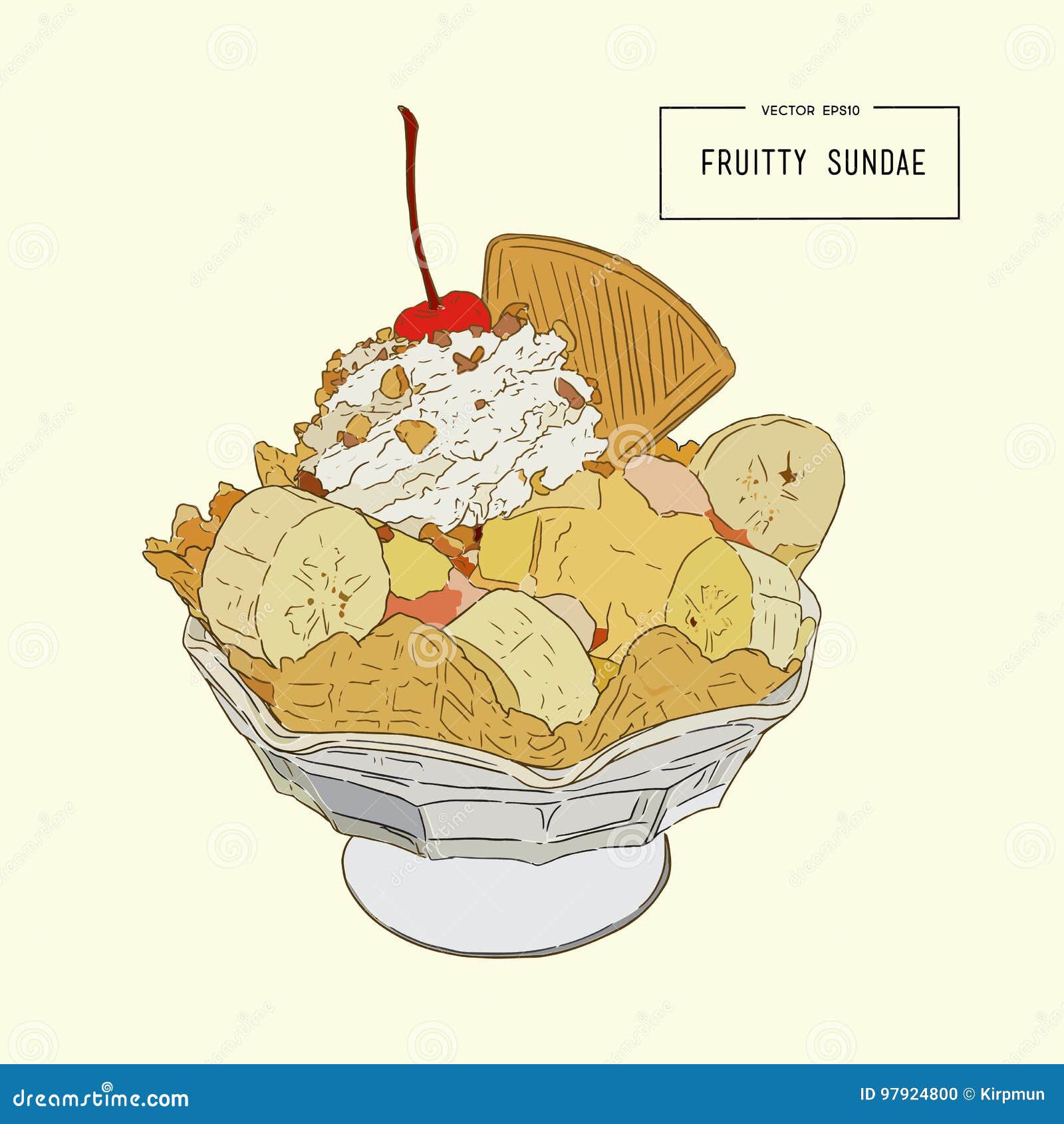 Ice-cream Sundae , Sketch Vector. Stock Vector - Illustration of retro ...