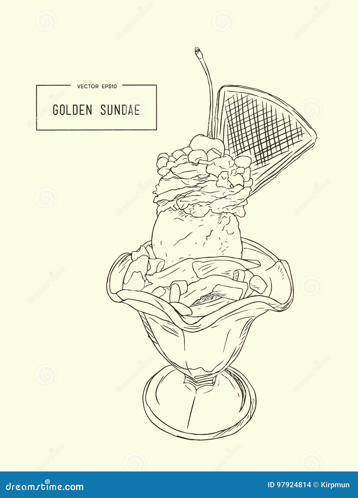 Ice-cream Sundae , Sketch Vector. Stock Vector - Illustration of drawn ...