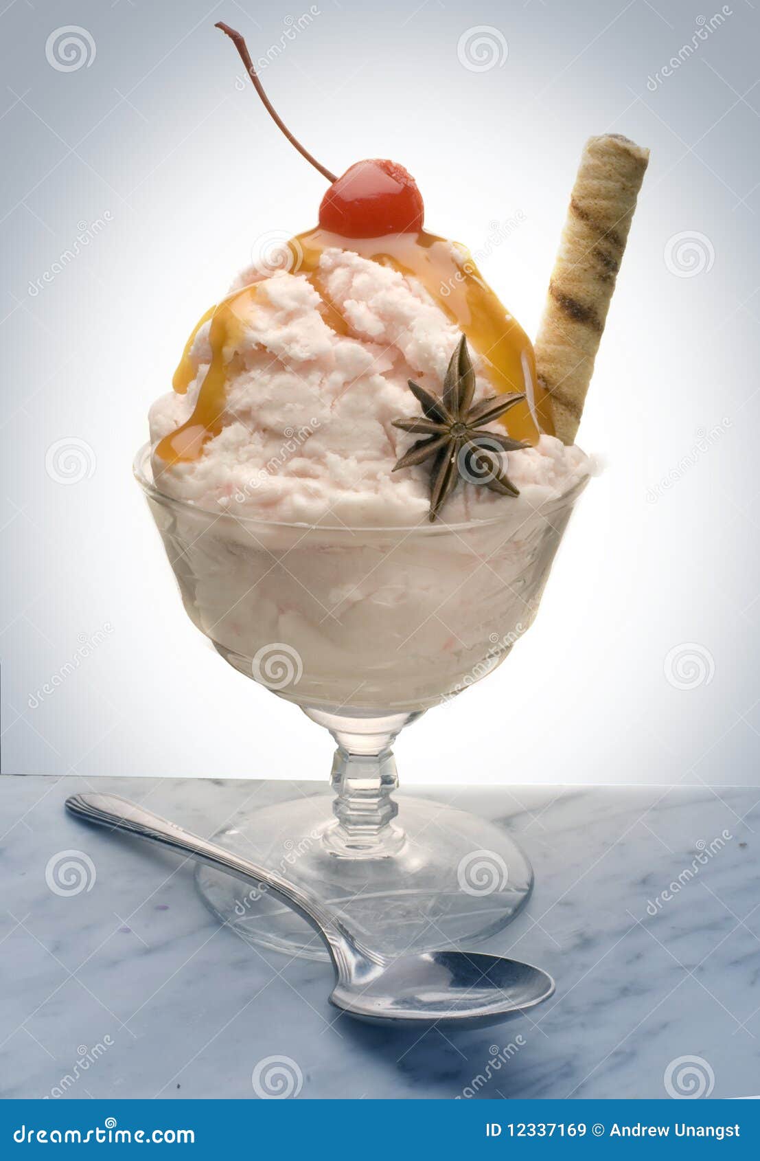 Ice cream sunday stock image. Image of cherry, sunday - 12337169